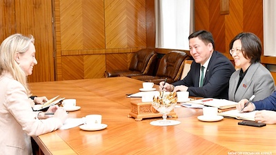 Chair of the Standing Committee on Social Policy L. Enkhnasan meets ...